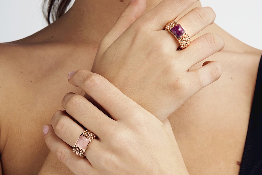 Unoaerre Anello Chicco argento rosè con radice di rubino | Acquista su ...